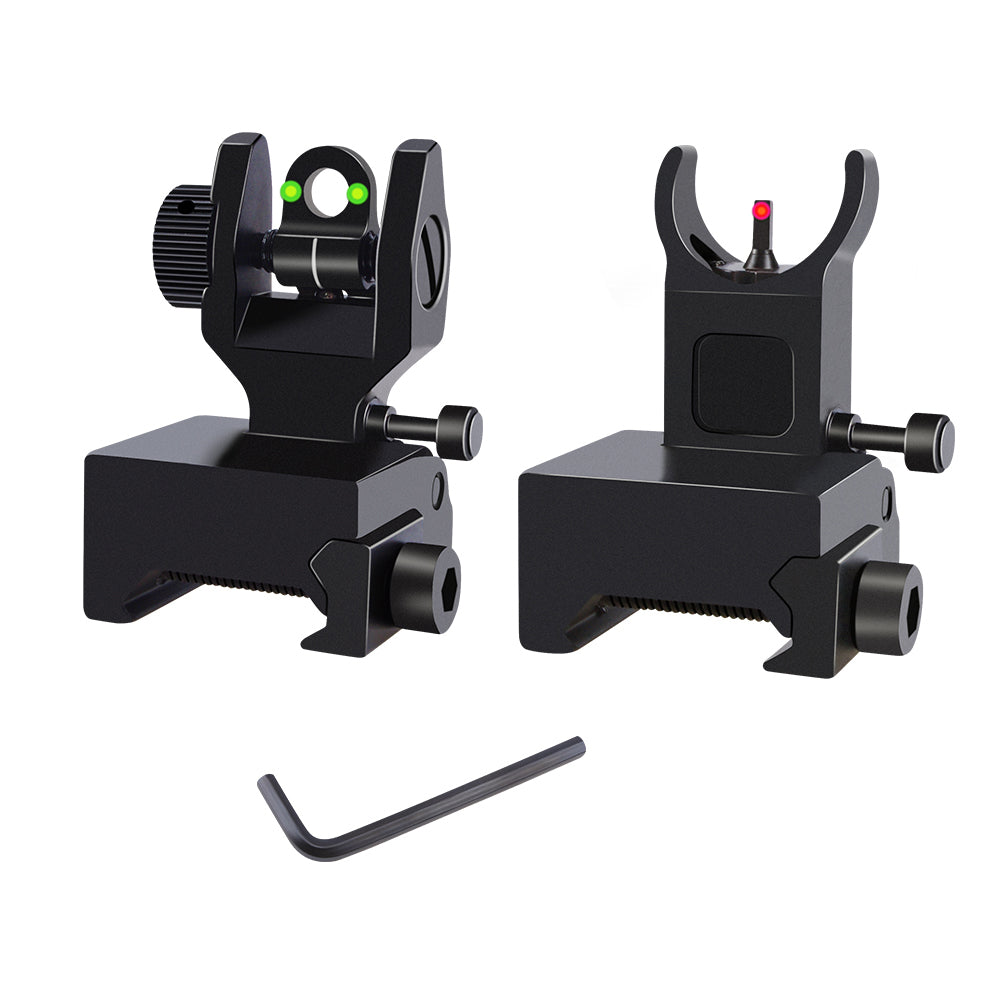 Fiber Optic Flip Up Iron Sights Picatinny Rail Mounted Front and Rear ...