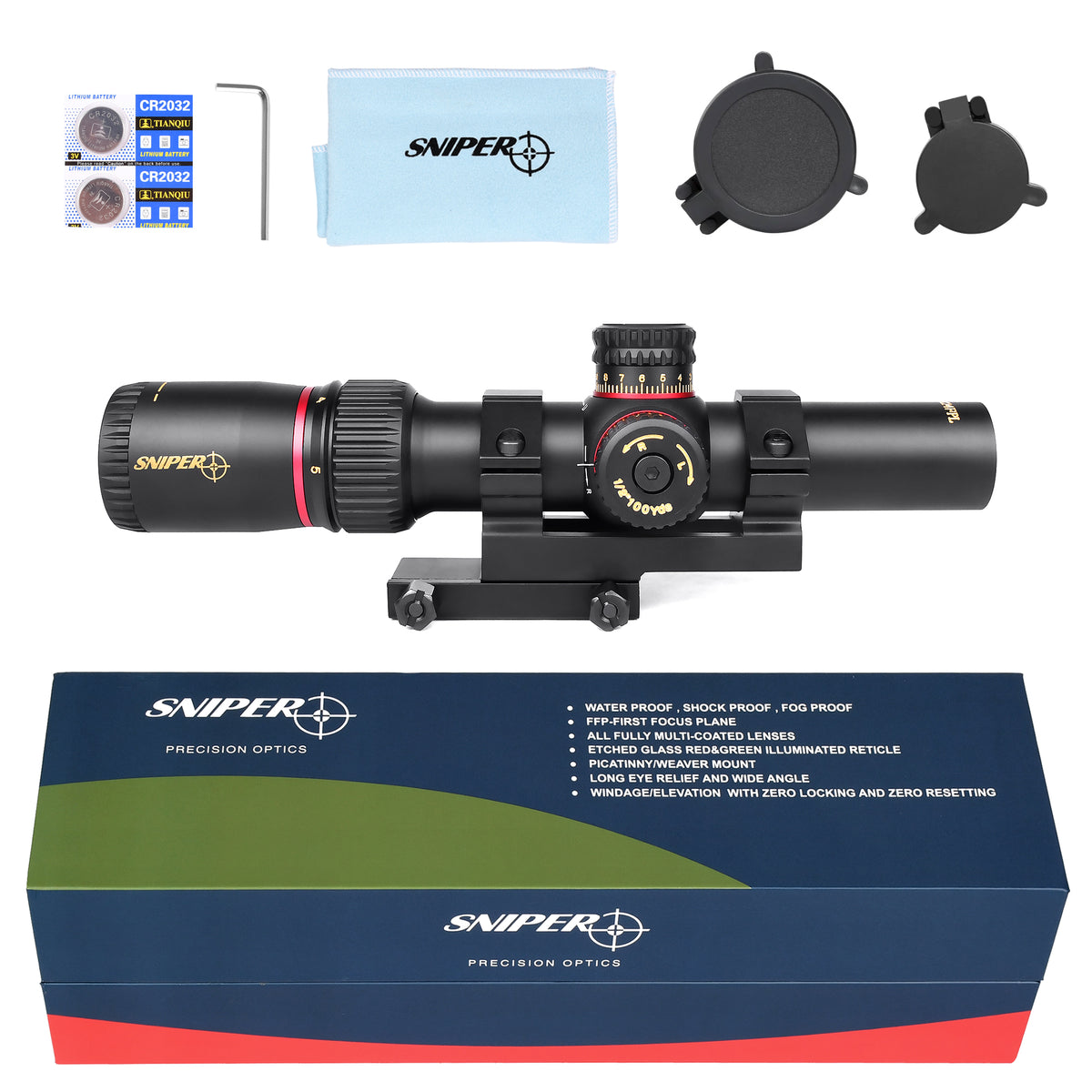 Sniper VT1-5X24FFPL First Focal Plane (FFP) Scope with Red/Green Illum ...