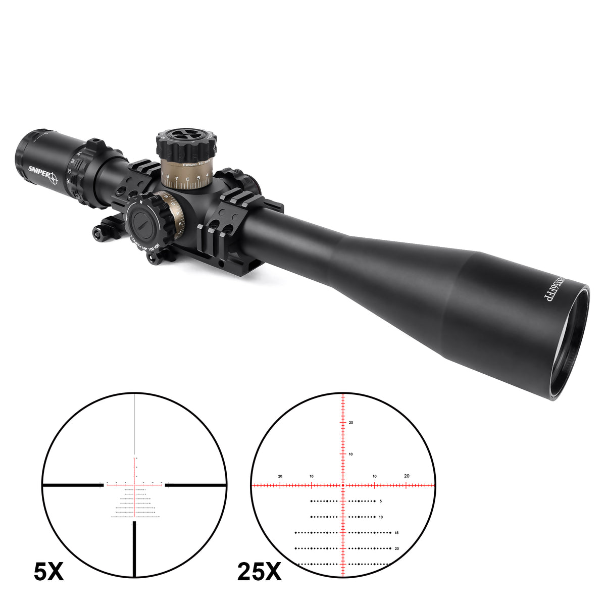 Sniper VT 5-25x56 FFP First Focal Plane 35mm tubeRifle Scope, Red Gree ...