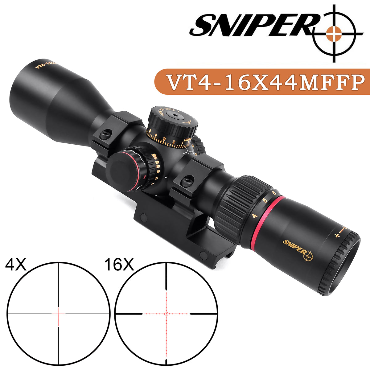 Sniper VT 4-16x44 MFFP First Focal Plane (FFP) Scope with Red/Green Il ...