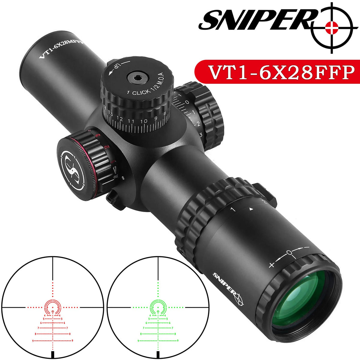 Sniper VT 1-6X28 FFP First Focal Plane (FFP) Scope 35mm Tube with Red ...