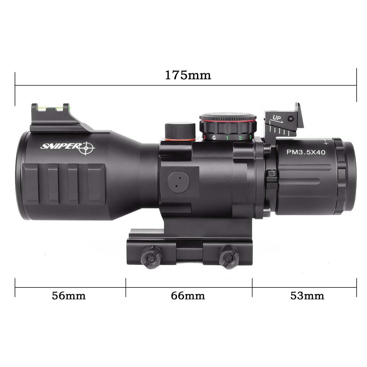 Sniper GII PM3.5X40 Prism Scope with Red, Green Illuminated Rapid Rang ...
